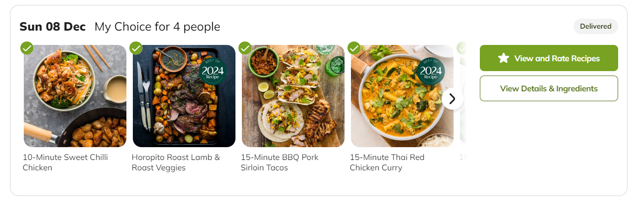 What should I expect to receive in a My Food Bag delivery My Food Bag